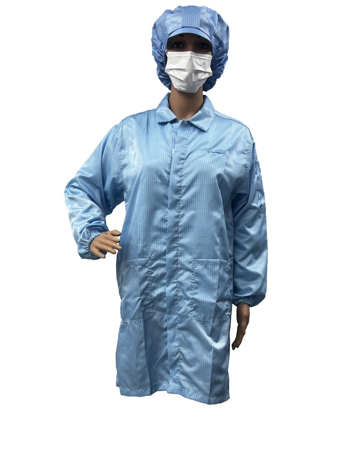 Cleanroom ESD Smock MR Sky Blue - Cleanstat Pte Ltd