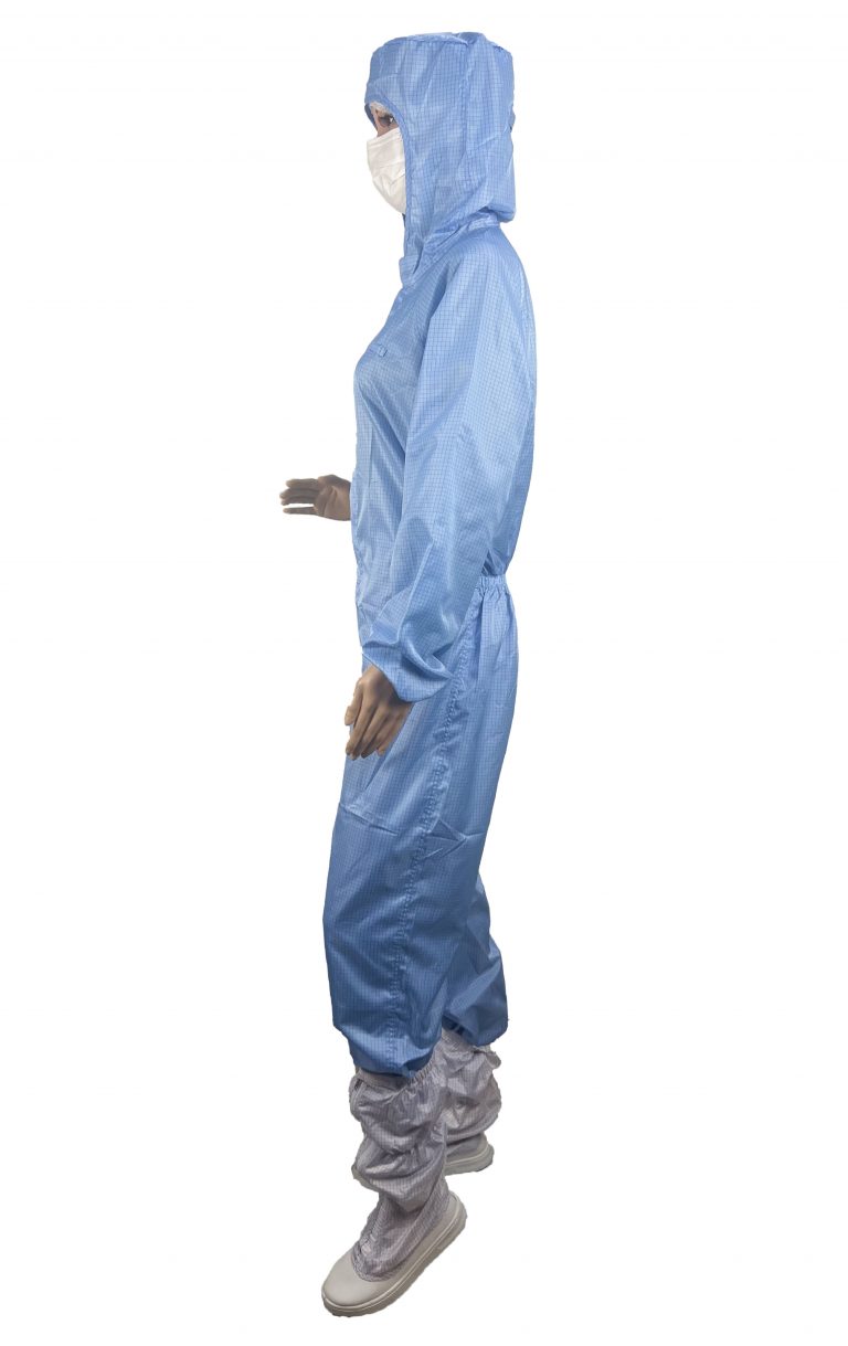 Cleanroom Jumpsuit with Hood MR Sky Blue - Cleanstat Pte Ltd